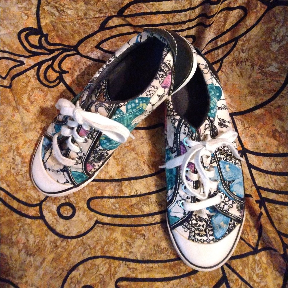 Coach Butterfly Coach Logo Graffiti Lace Up Tennis Sh… - Gem